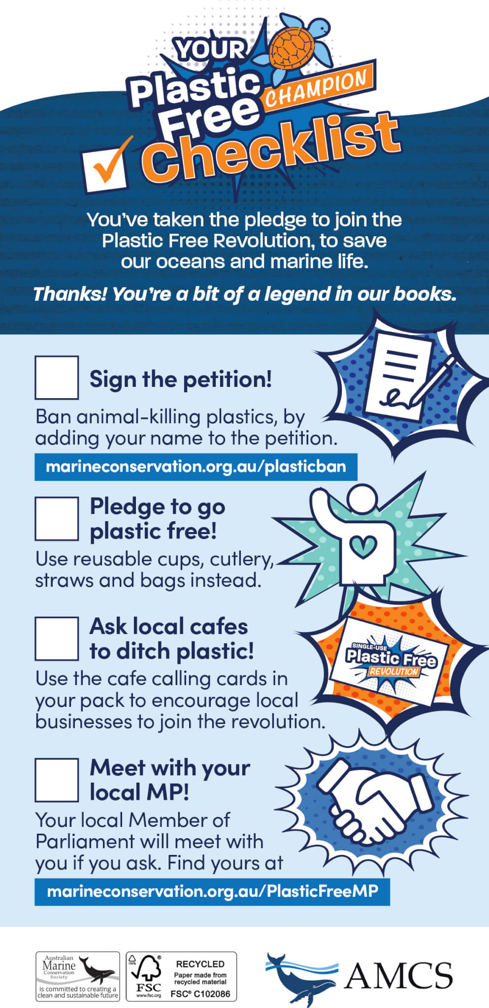 Plastic Free Champion Action Pack - Australian Marine Conservation Society