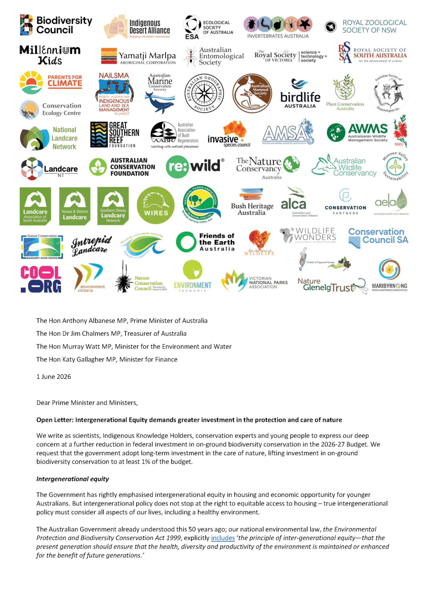 Open Letter: Intergenerational Equity demands greater investment in the ...